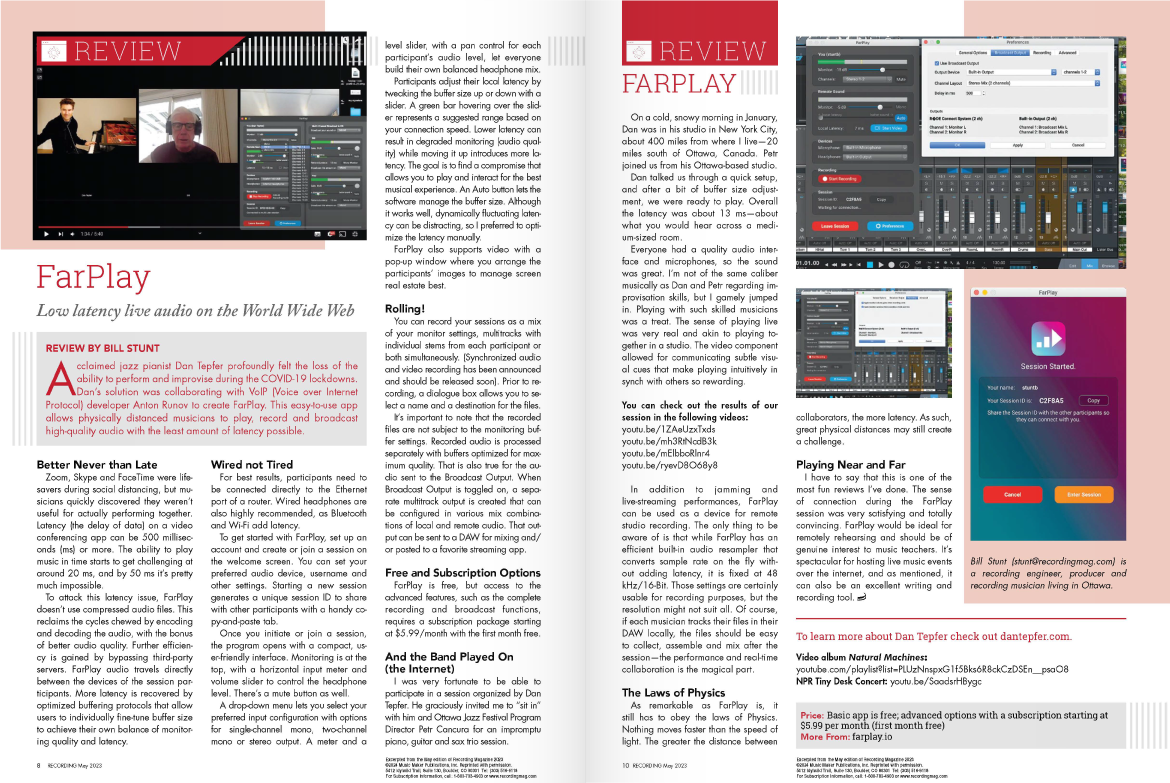 Recording Magazine gives FarPlay a rave review – FarPlay Blog